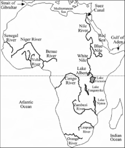 Map of Africa with Rivers & Lakes Printable PDF
