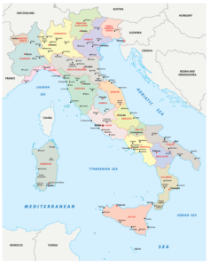 Labeled Map of Italy with Regions & Capitals