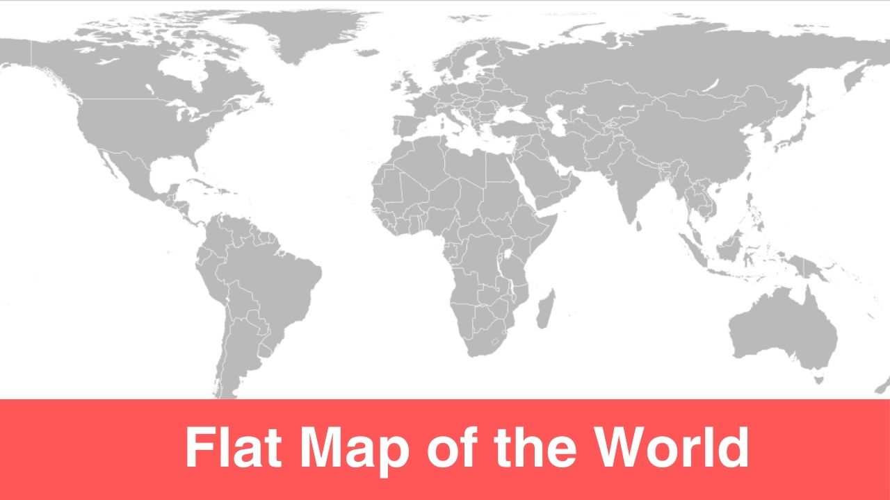 Flat Map of the World with Longitude, Latitude