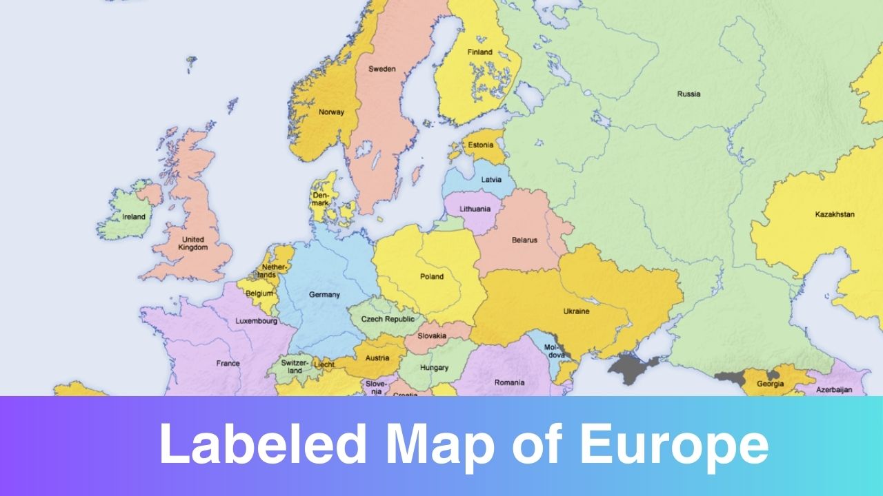 Printable Labeled Map of Europe with Countries PDF