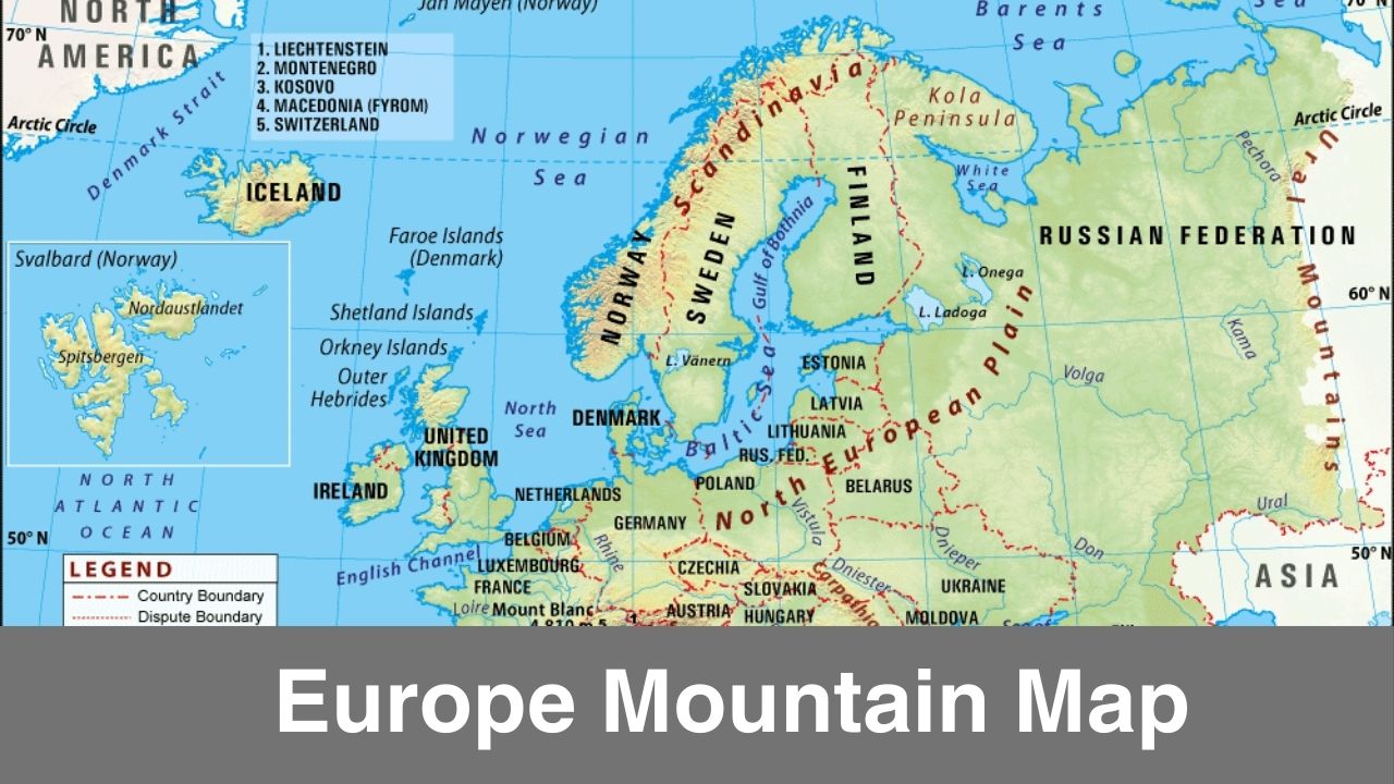 Mountain Range Map of Europe