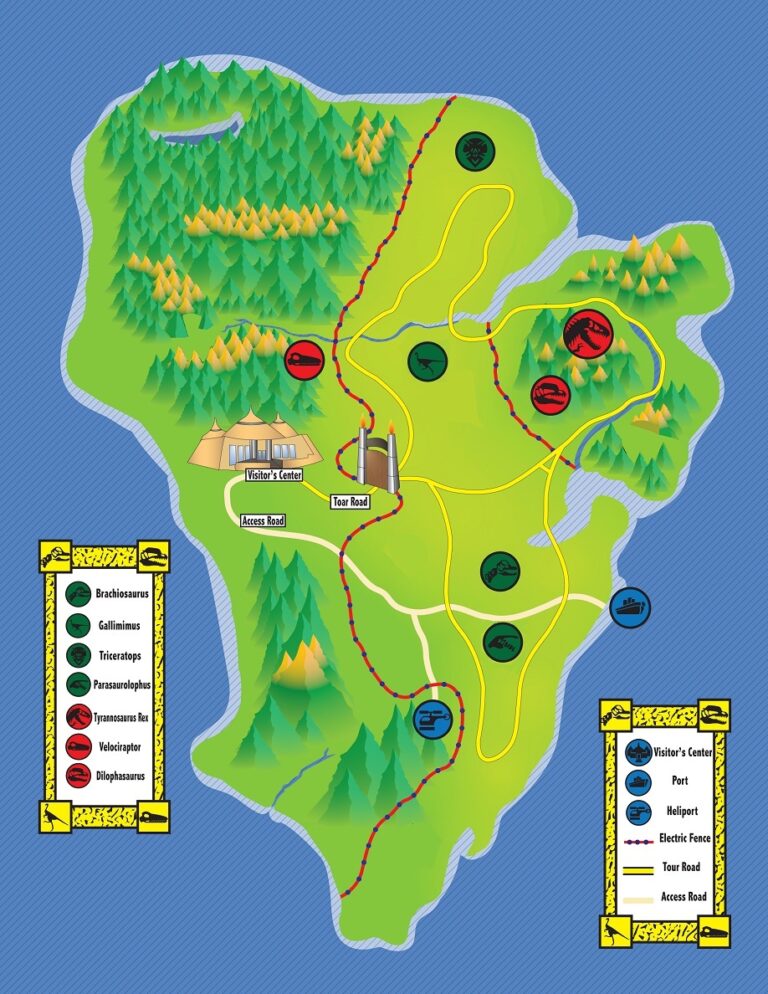 Jurassic World Theme Park Map PDF