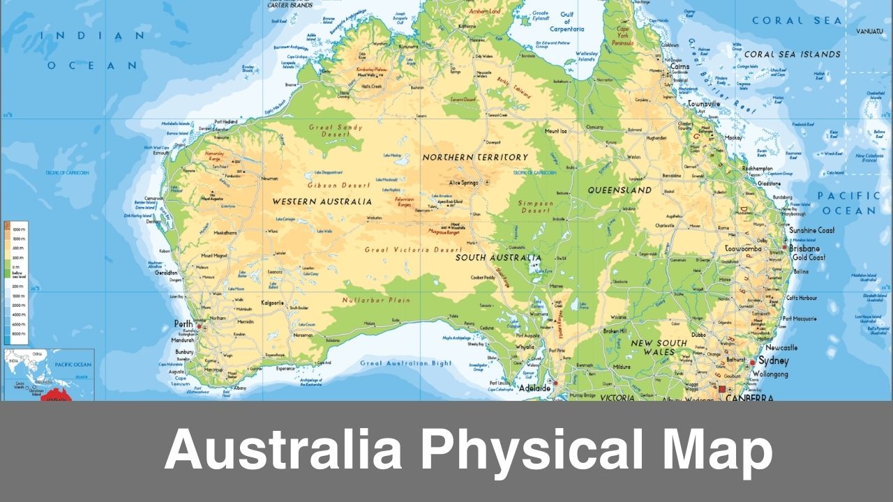 Australia Physical Map Printable PDF