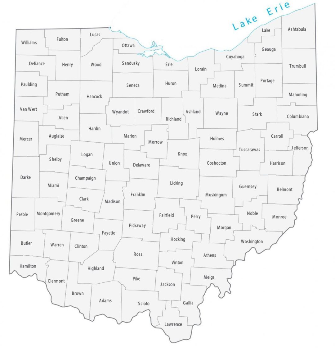 Map of Ohio Counties with Cities | Ohio County Map