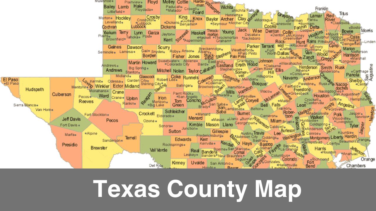 Texas County Map Printable | Map of Texas Counties