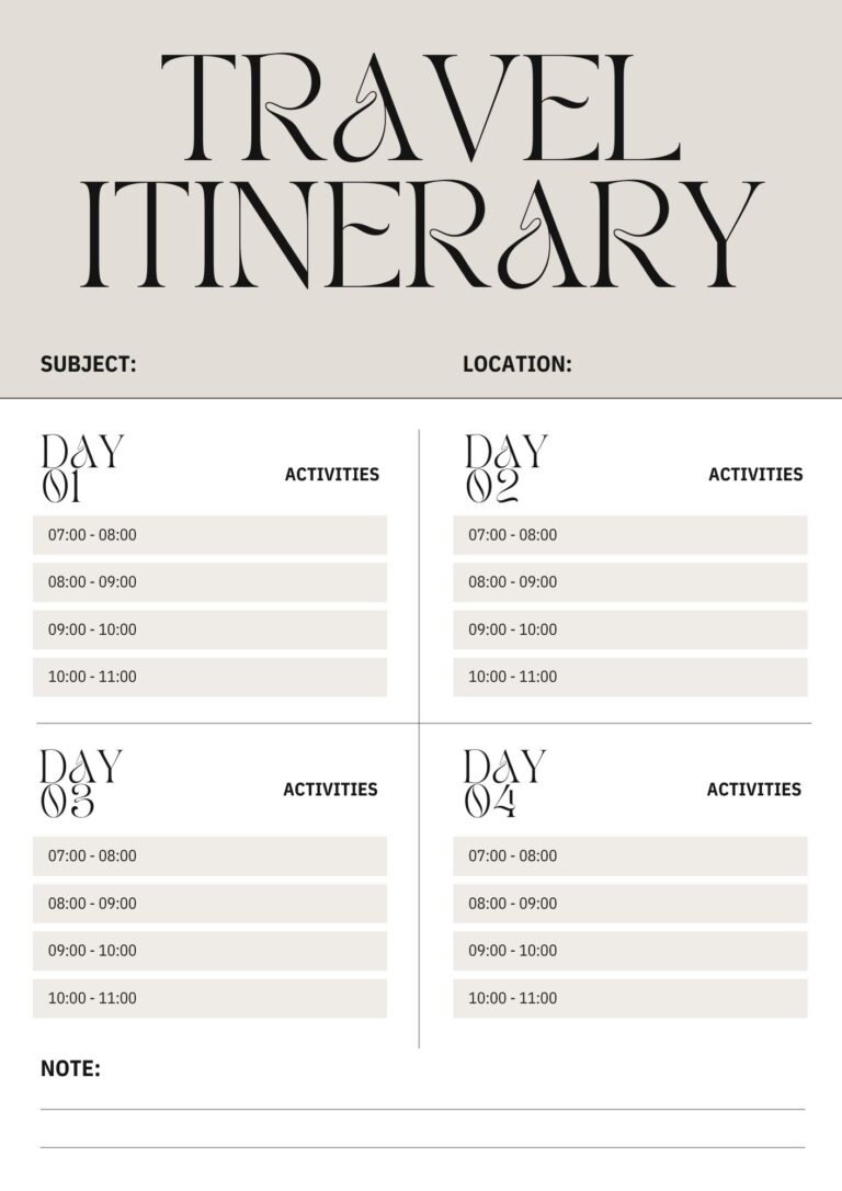 Printable Trip Itinerary Planner with Maps | Plan Your Next Trip